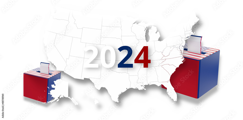 2024 presidential elections, election and vote, two ballot boxes in the ...