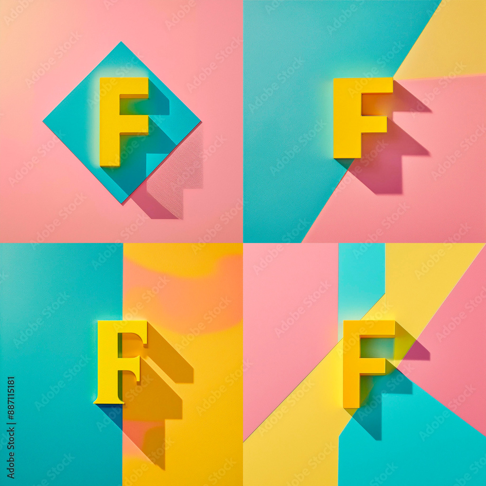 Pack x 4, Colorful Cardstock Letters: Varied Fonts and Pastel Colors ...
