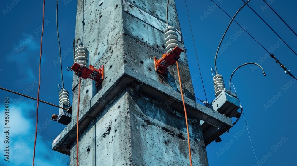 High Voltage Cable Terminators and Lightning Arresters Installed on ...