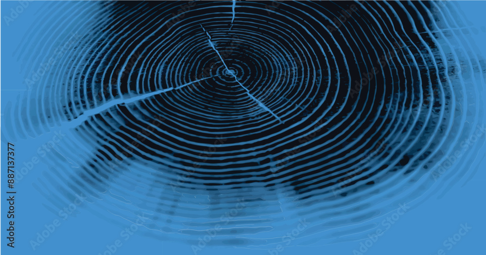 Deep blue concentric circles resonanting ripples with black shadow ...