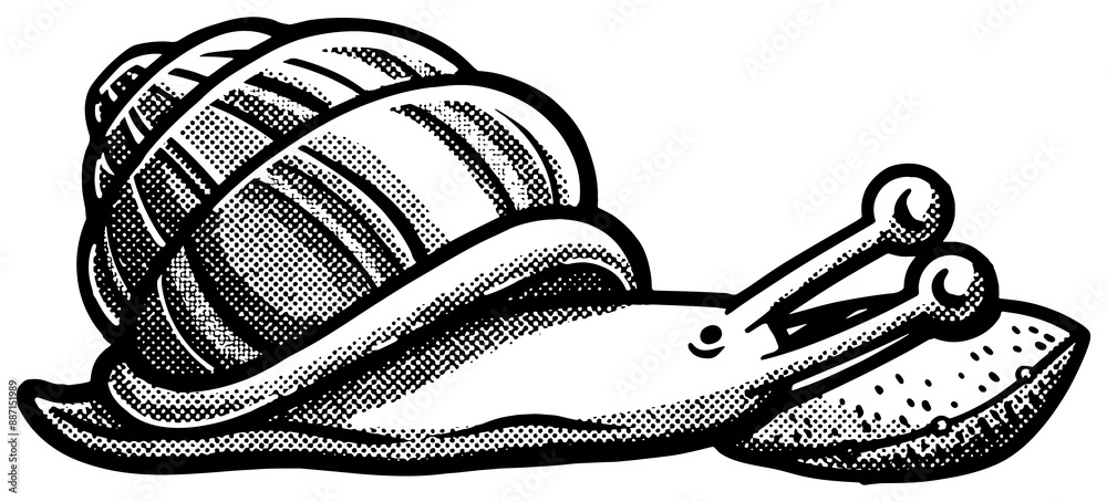 cartoon snail sleeping on pillow sketch engraving PNG illustration ...