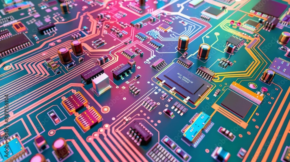 Electronic Print Circuit board PCB Layout Detailed and colorful PCB ...