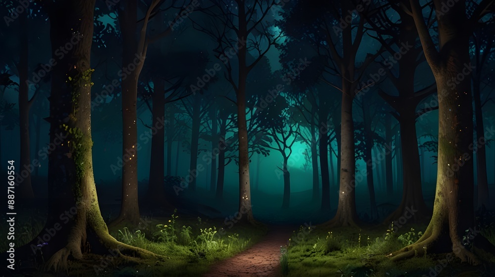 A Fairy Tale Forest Awakens at Night,nature documentary background ...