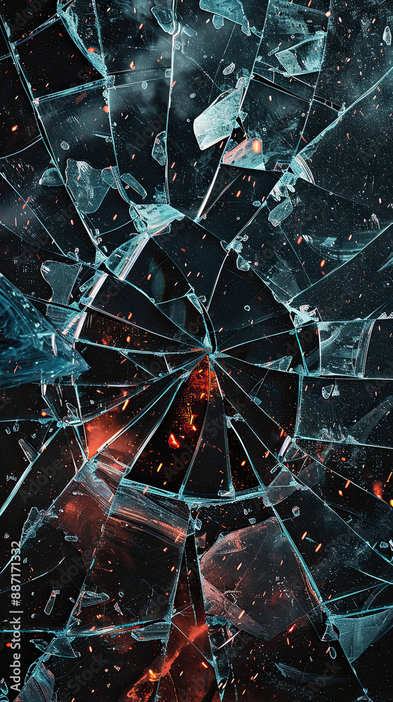 Cracked glass, vector broken phone screen, scratched smartphone pane ...