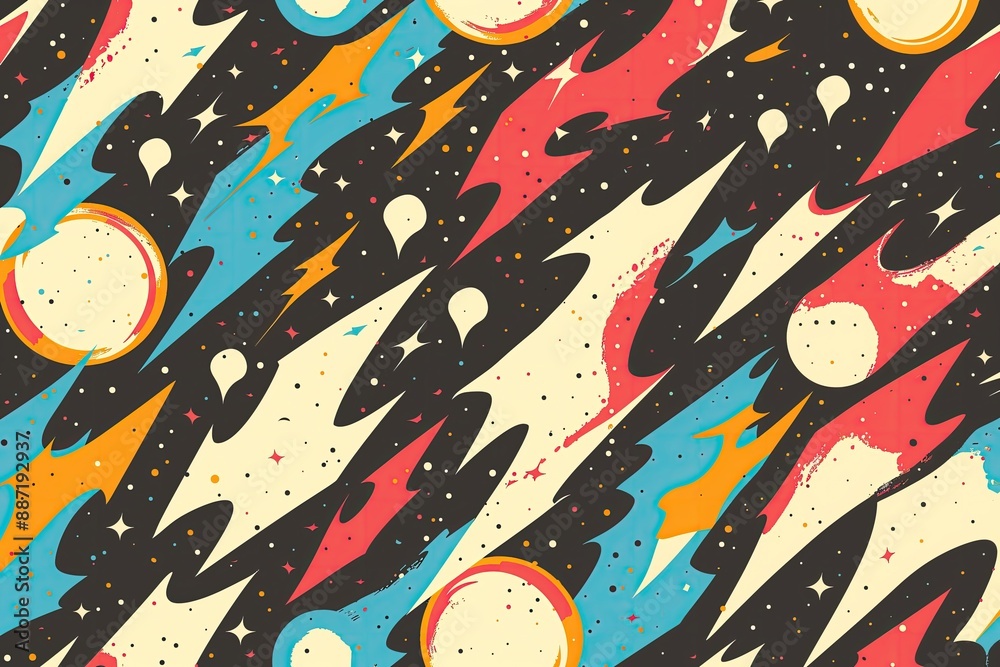 Abstract Lightning Bolt Pattern Background, Fun Thunder Storm Vibrant ...