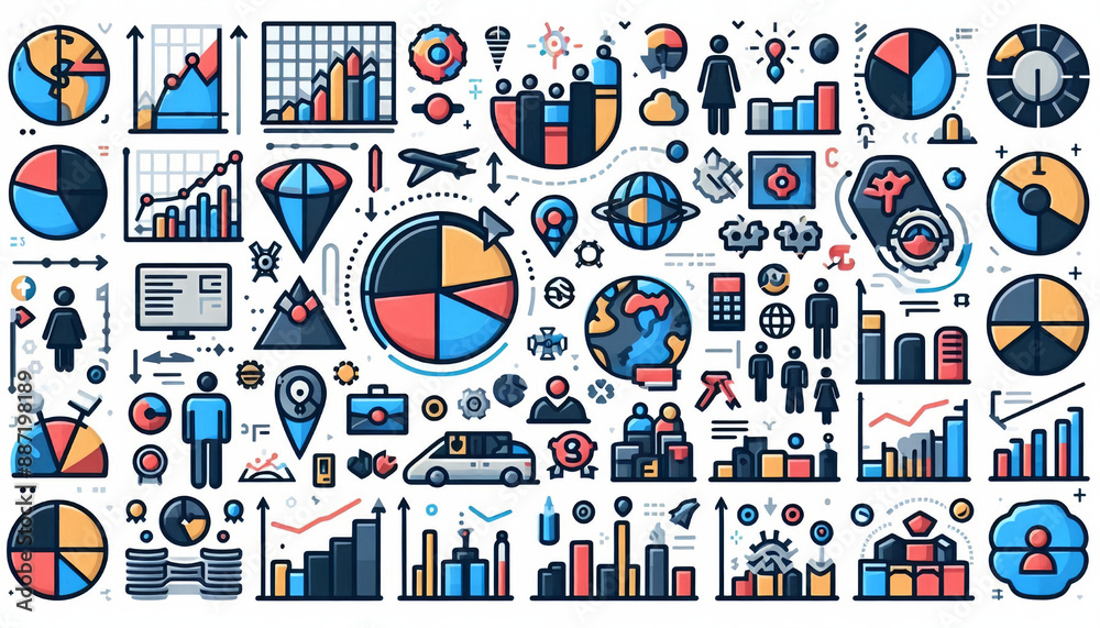 Demographic Charts, Multi-Tone, Population Pyramids, Maps, Bar Charts ...
