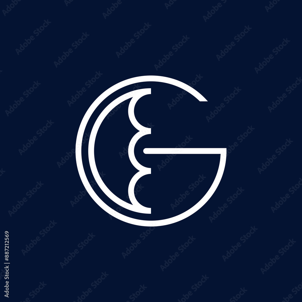 The monogram is the letter G and umbrella. Elegant and unique. Stock ...