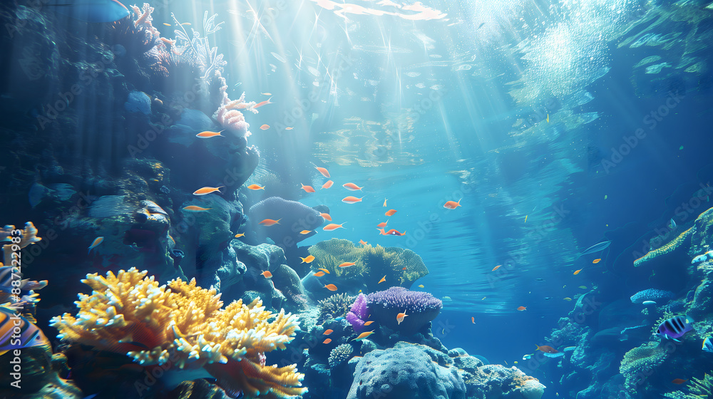 Tennanti tank fish swimming in the ocean Below is a beautiful coral ...