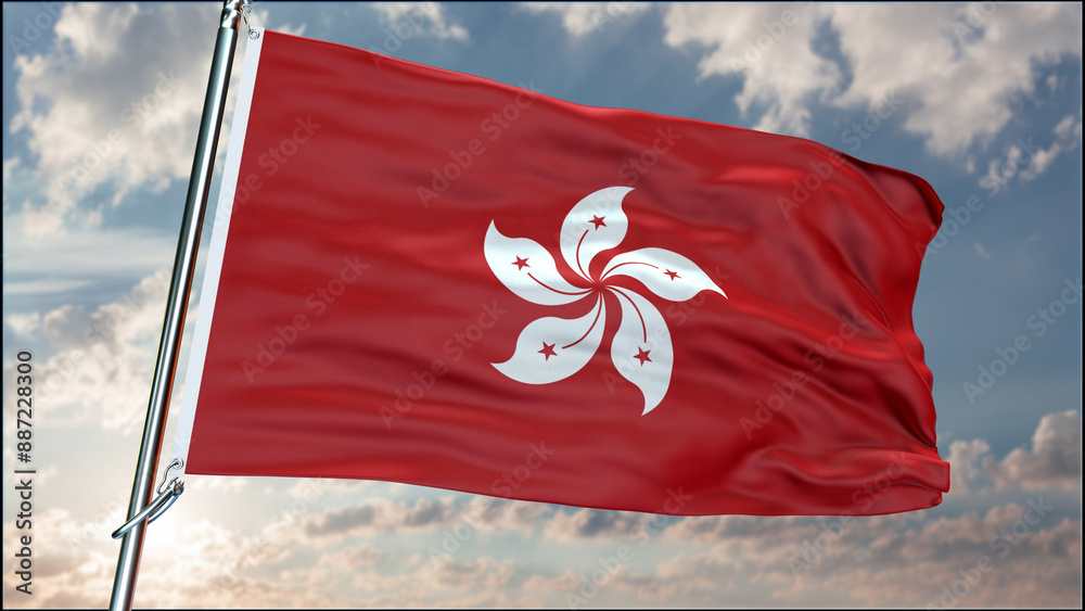 Hong Kong flag background realistic waving in the wind 8K Stock ...