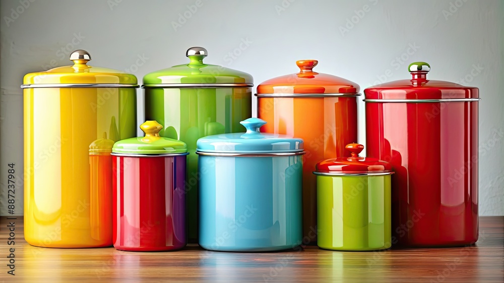 Coloured kitchen canisters in various sizes and shades to organize your ...