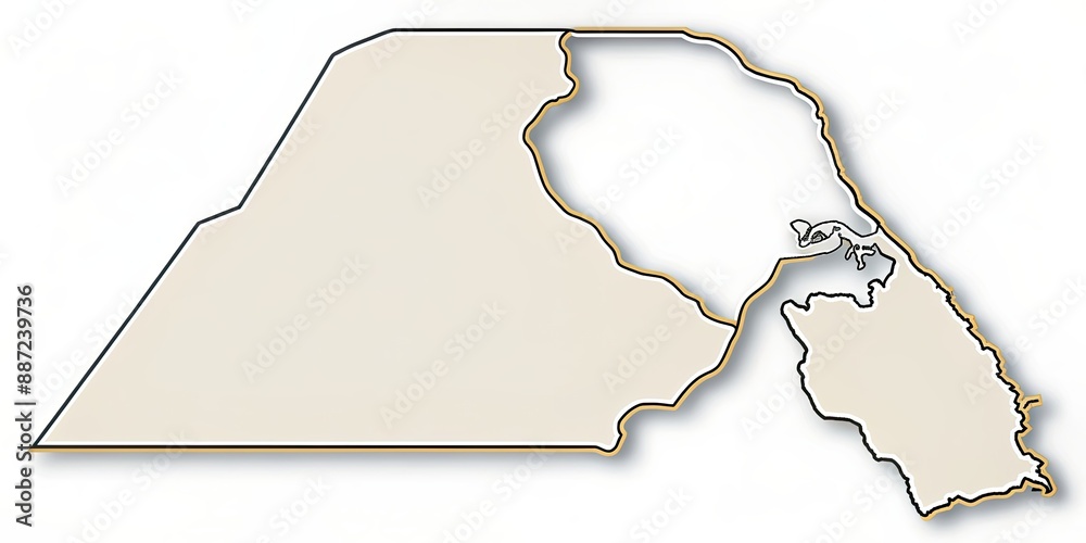 Contour map of Kuwait with background and black borders, Kuwait ...