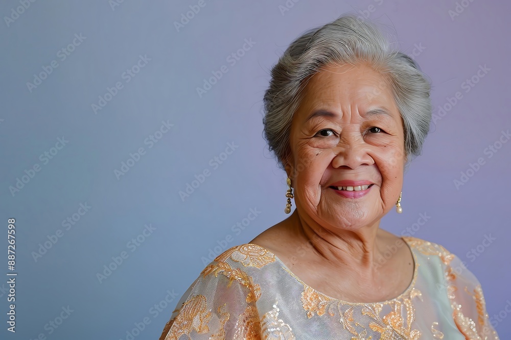 Elderly Asian woman in a traditional Filipino dres 12 3 woman, senior ...