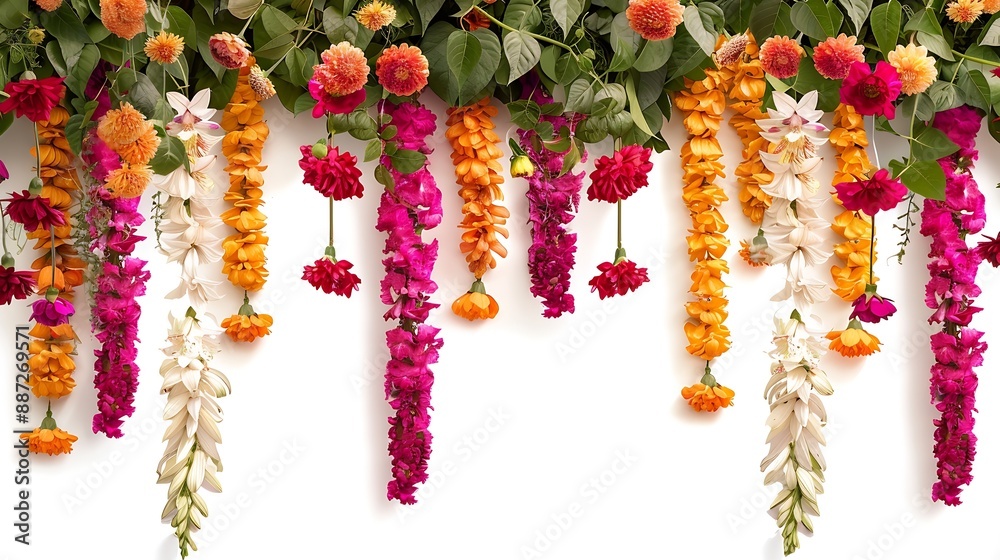 Hanging flower decoration border design Onam and Diwali concept image ...