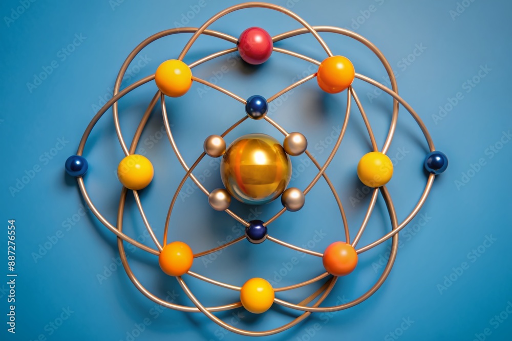 Stylized illustration of an atom symbol in modern minimalist style ...