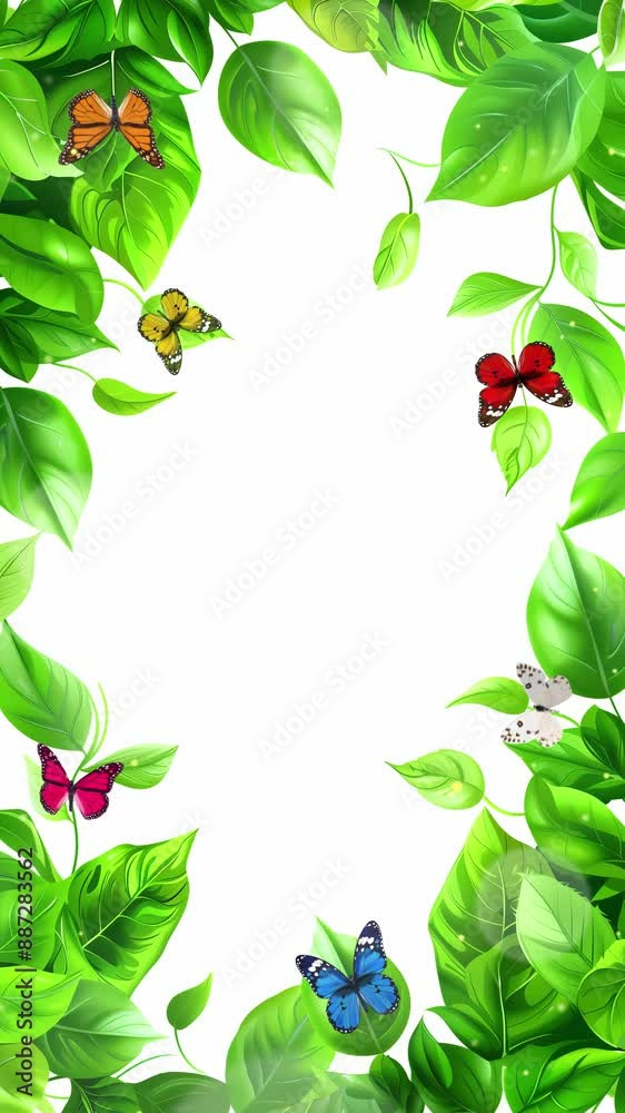 green leaves border background leaves border frame seamless looping ...