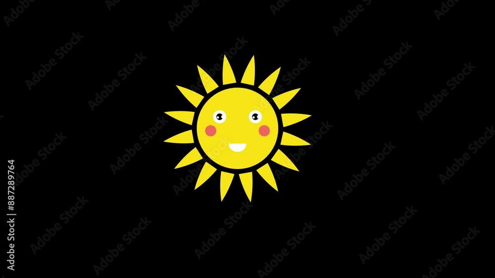 2d animation of happy smiling Yellow sun blinks. sun cartoon effect ...