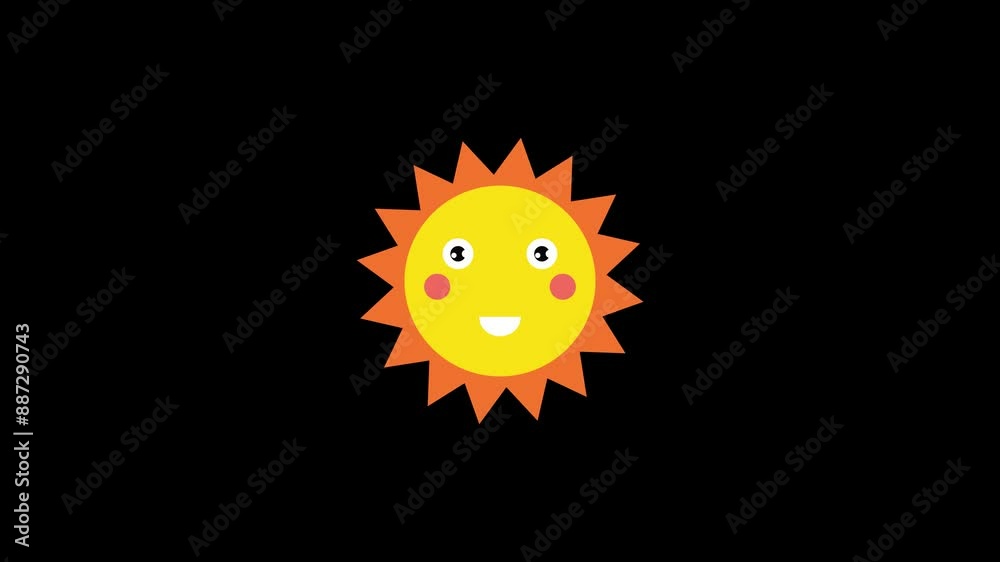 2d animation of happy smiling Yellow sun blinks. sun cartoon effect ...