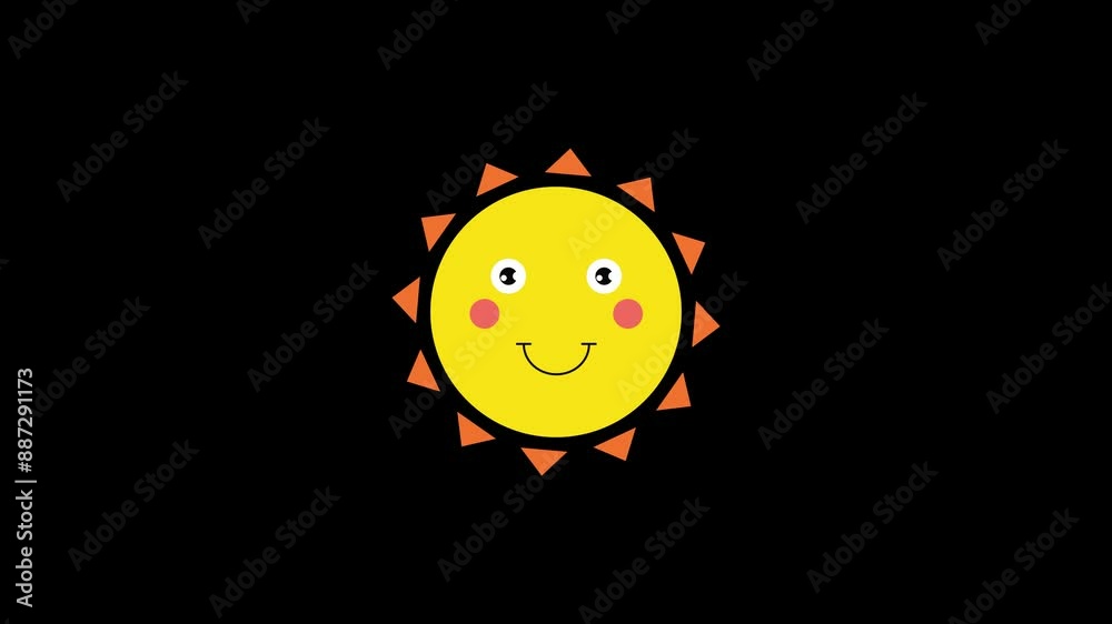 2d animation of happy smiling Yellow sun blinks. sun cartoon effect ...