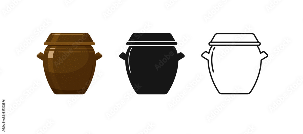 Korean earthenware pots with lids, clay onggi for traditional food ...