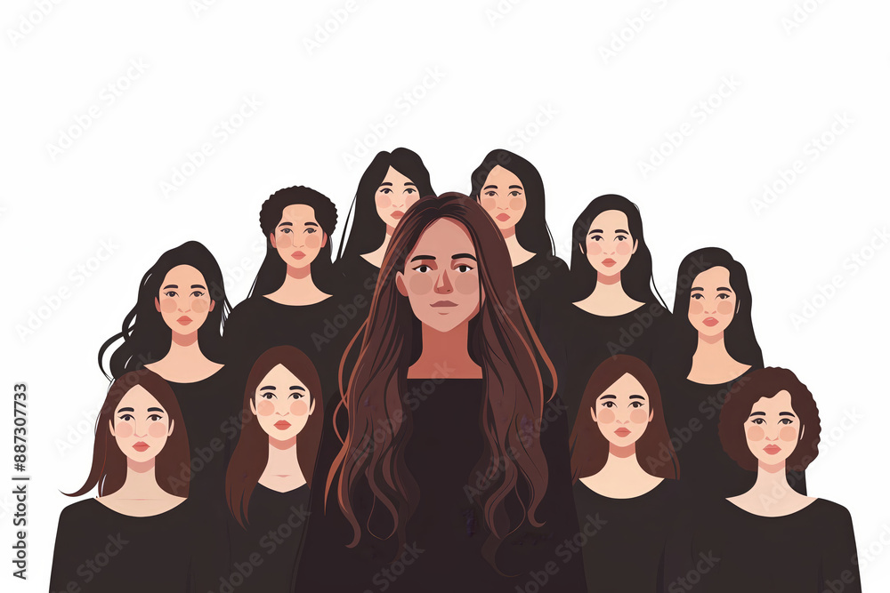 Sad woman in a choir vector white background 220 group, people, friends ...