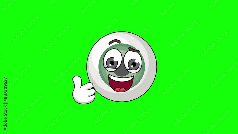 Thumbs-up eyeball cartoon loop animation on a green screen Stock Video ...