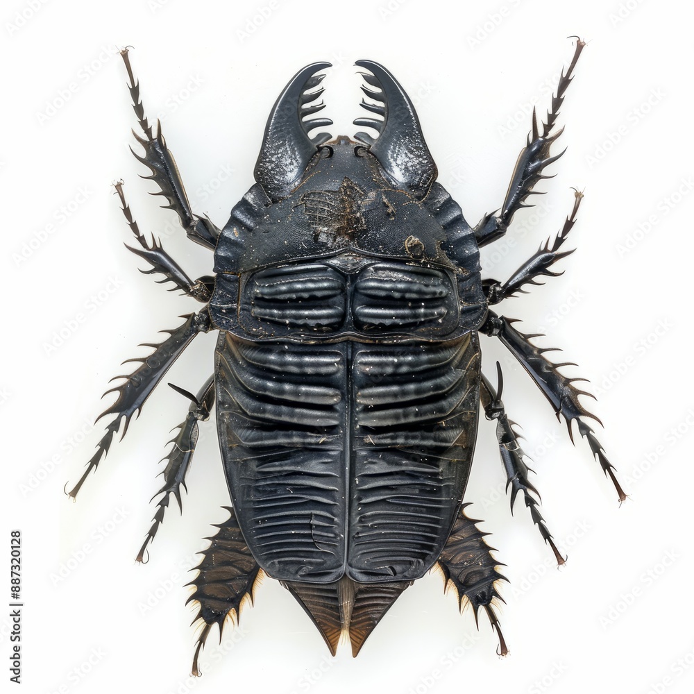 A trilobite beetle with a flattened body resembling the ancient marine ...