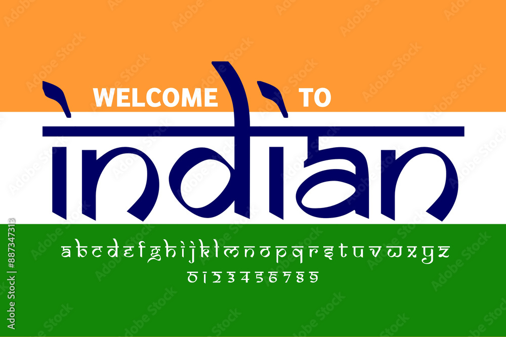 Indian text on indian flag, Indian style Latin font design, Devanagari ...