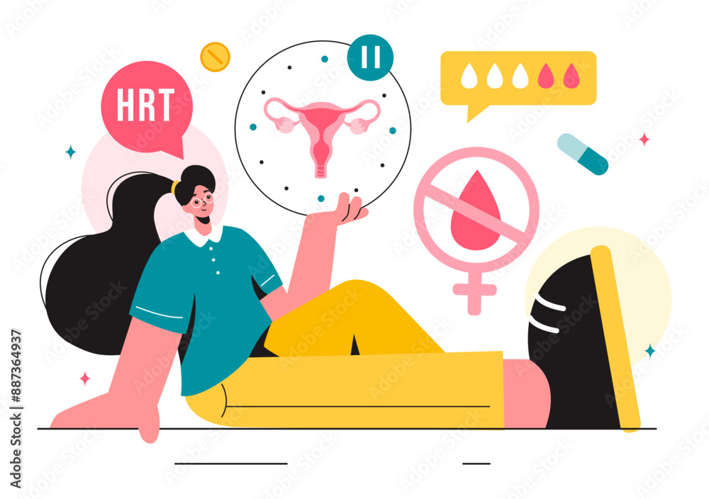 HRT or Hormone Replacement Therapy Acronym Vector Illustration with ...