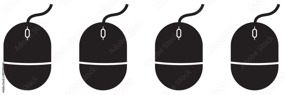 Scroll set icons. Scrolling mouse icon collection. Click cursor ...