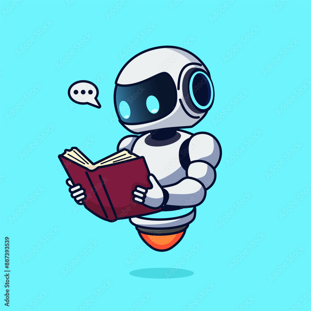 Cute flying robot reading book cartoon vector illustration Stock Vector ... Cute flying robot reading book cartoon vector illustration Stock Vector ...