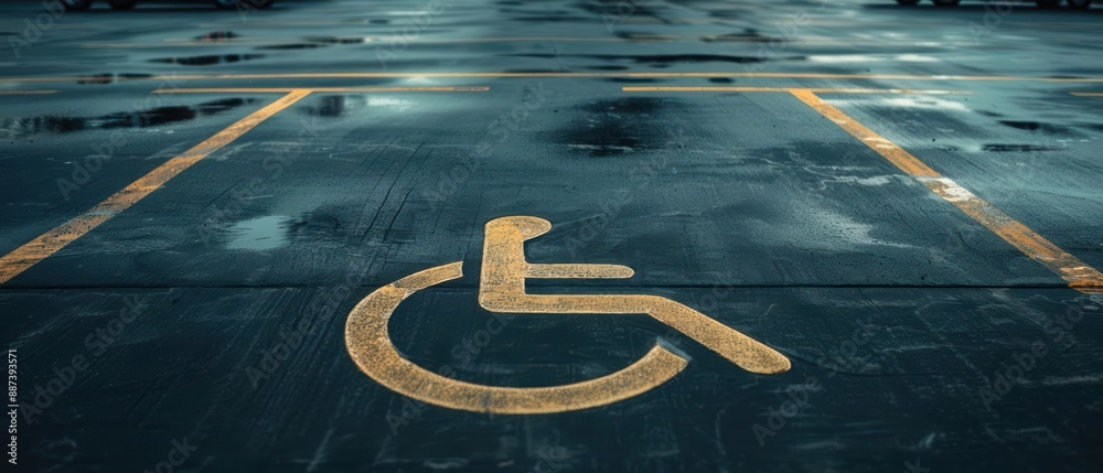 Clearly marked disabled parking spaces in a busy parking lot, perfect ...
