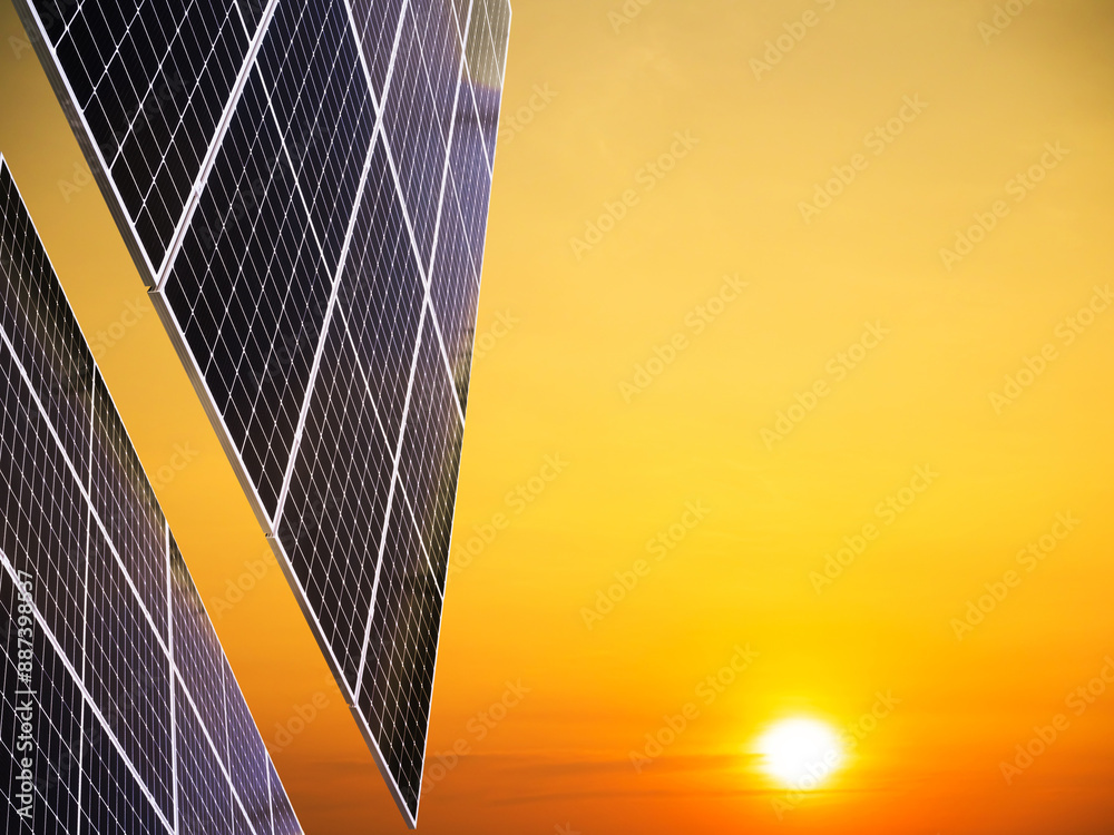 Solar panels solar cells on rooftop house technology home building with ...