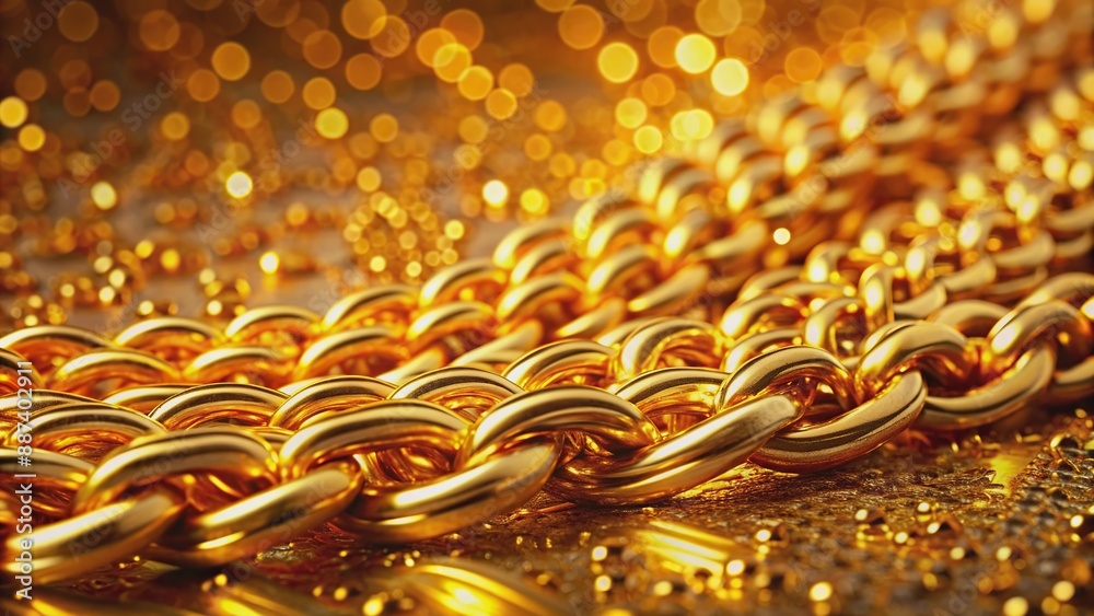 Luxurious abstract liquid gold chains on warm glowing background, gold ...