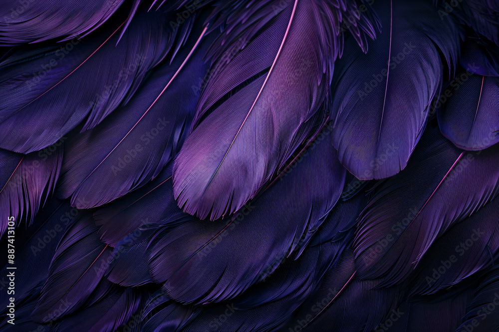 Black and purple feathers abstract background, bird feather texture ...