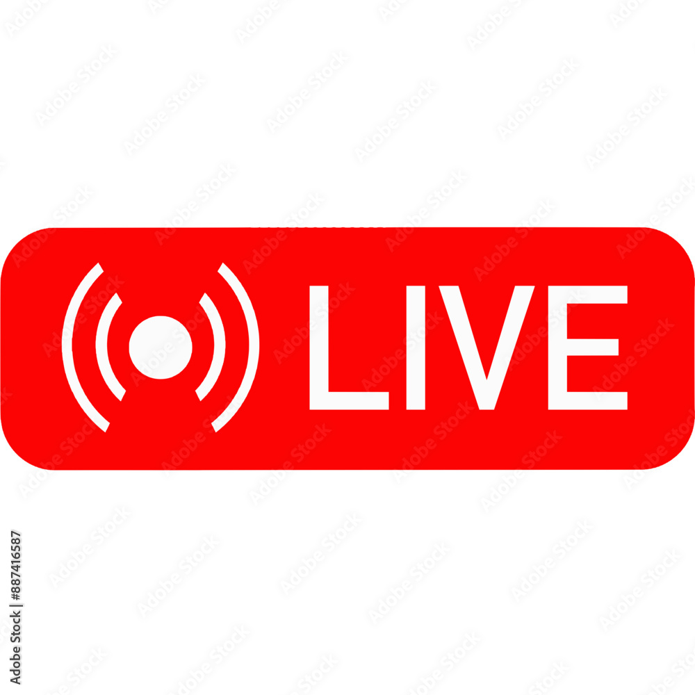 Live streaming icon. Red live buttons. Audience on live button. Social media livestream frame ...