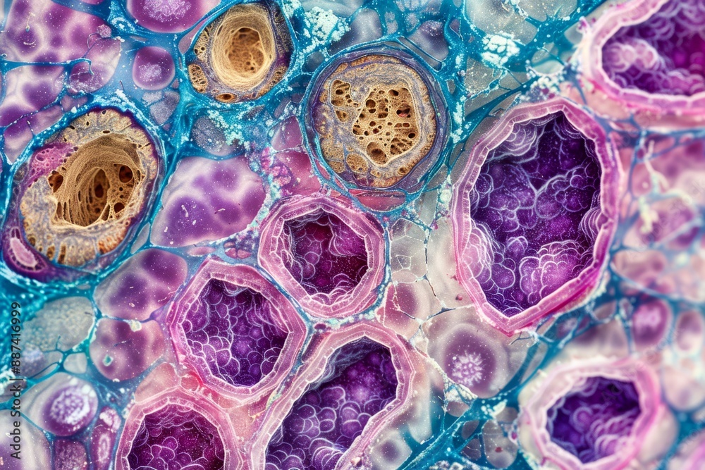 Sebaceous Glands: A microscopic image of skin cells surrounding ...