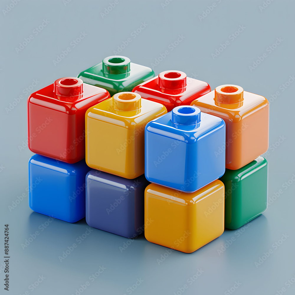 lego cubes 3d rendering Stock Illustration | Adobe Stock