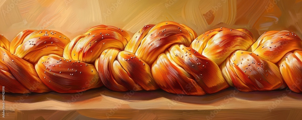 Challah braiding flat design top view theme traditional baking cartoon ...
