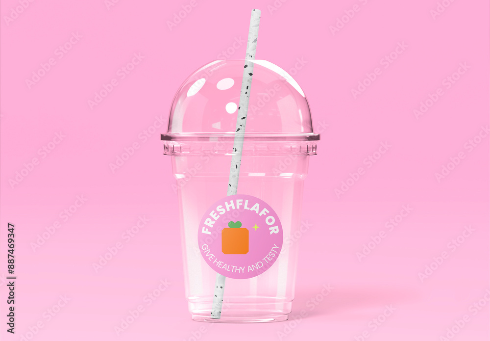 Plastic Cup Label Sticker Mockup With Generative AI Stock Template ...