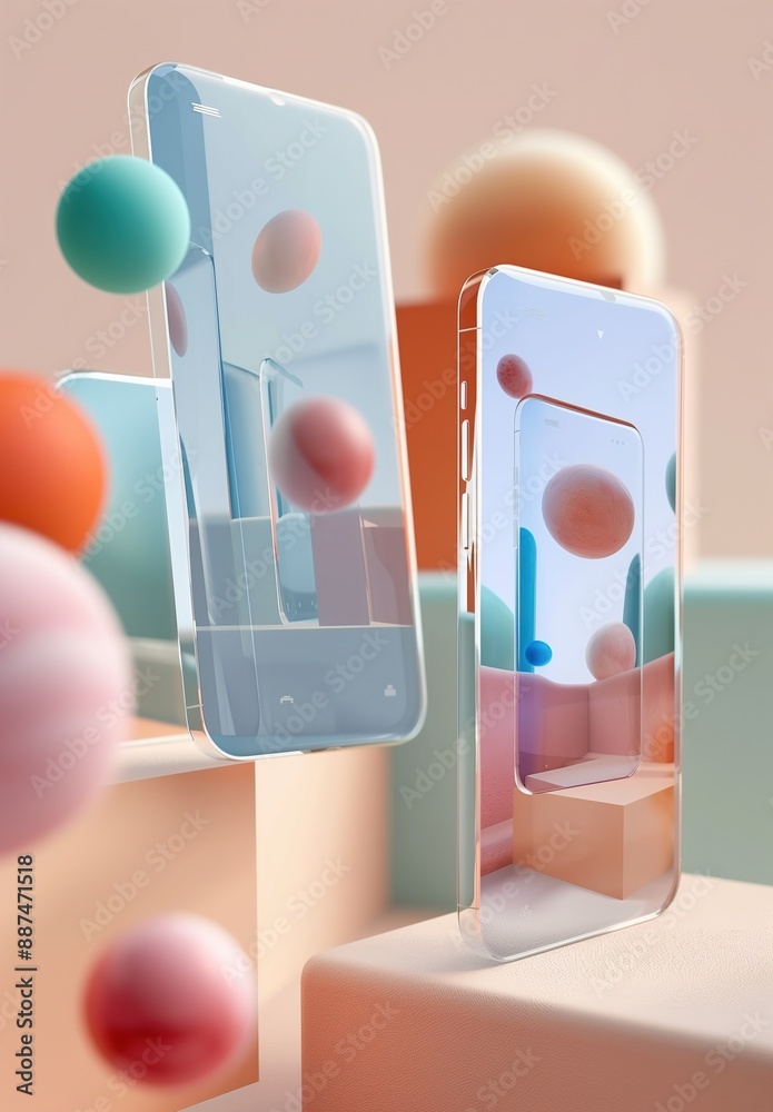 Close-up Floating Smartphones in Elegant Minimalist Setting - Sleek ...