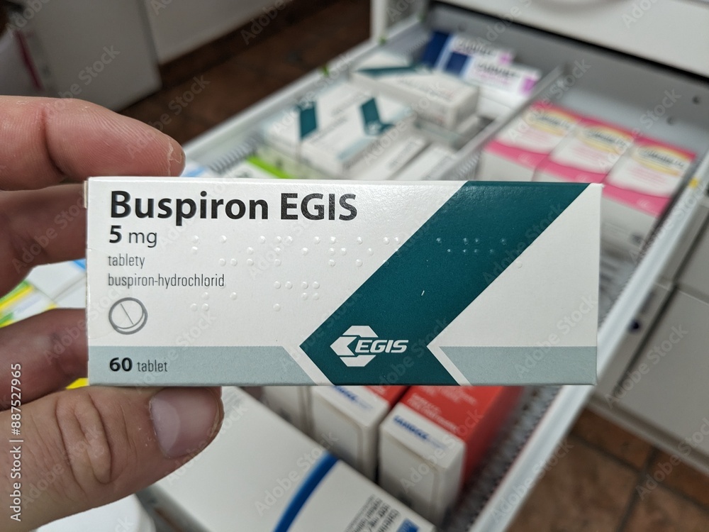 Prague, Czech Republic - July 10 2024: BUSPIRON EGIS box of medication ...