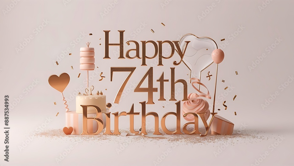 Minimalist 3D Pastel theme Happy 74th Birthday Background With ...