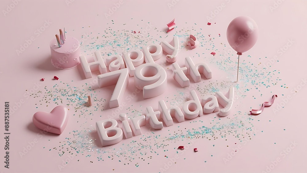 Minimalist 3D Pastel theme Happy 79th Birthday Background With ...