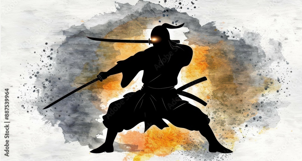 Intriguing D illustration of a powerful samurai in full gear, with ...