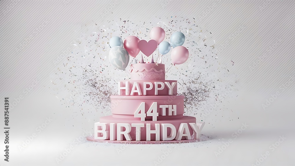 Minimalist 3D Pastel theme Happy 44th Birthday Background With ...