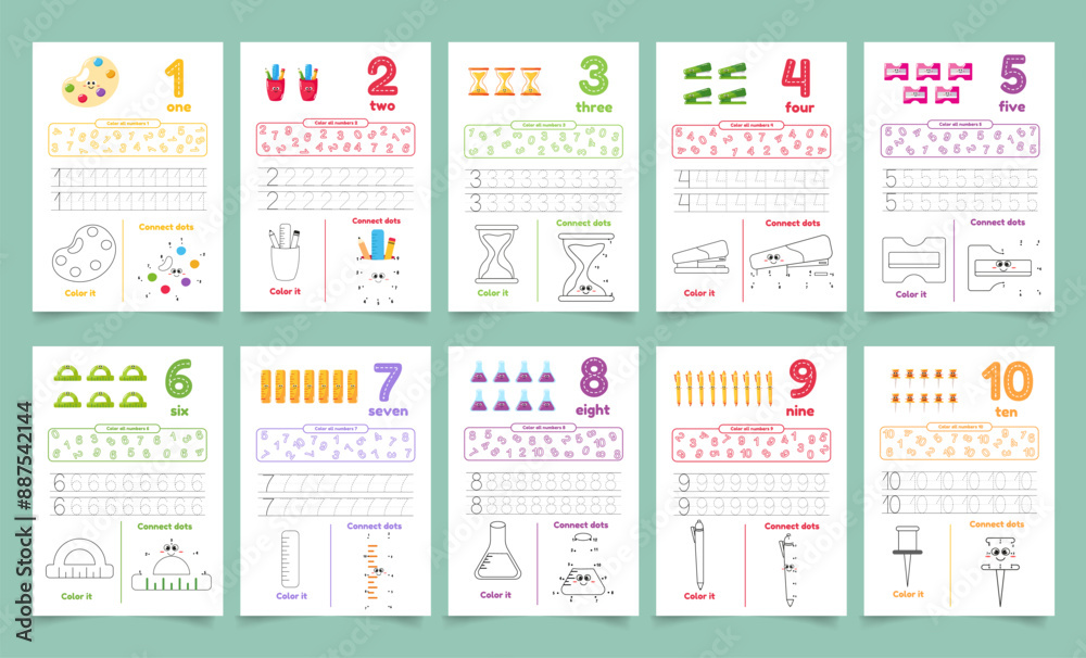 Activity worksheets for kids with many exercises. Learning numbers from ...
