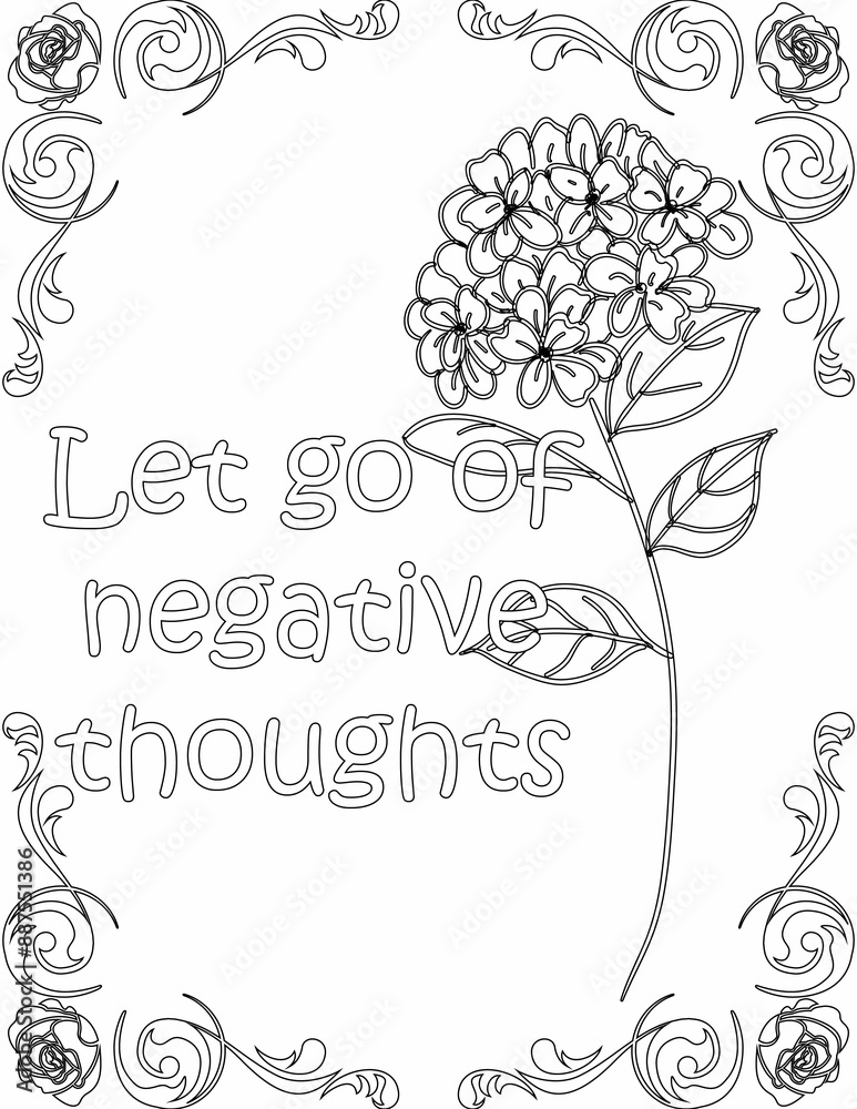 Printable floral coloring page for kids and adults with inspirational ...