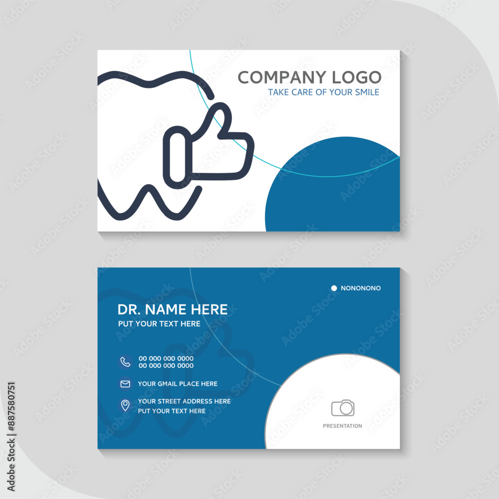 Dental business card template use in presentation for company or clinic ...