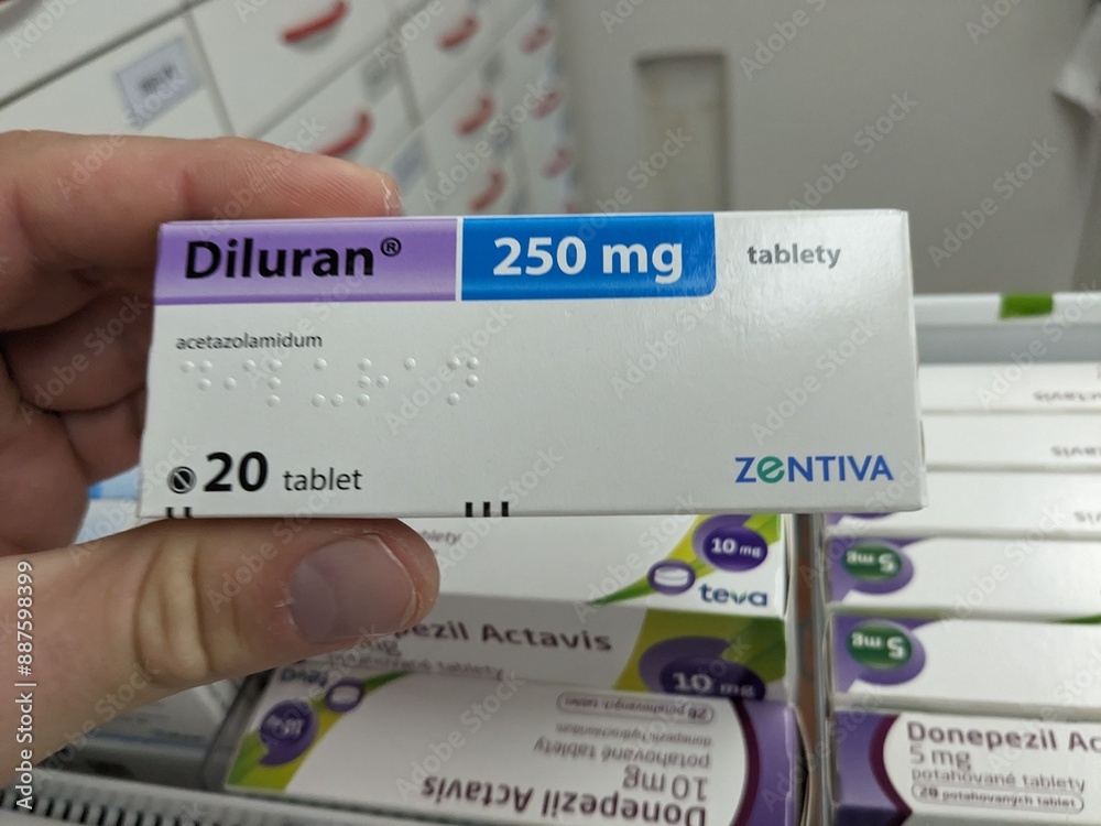 Prague, Czech Republic - July 10 2024: DILURAN box of medication with ...