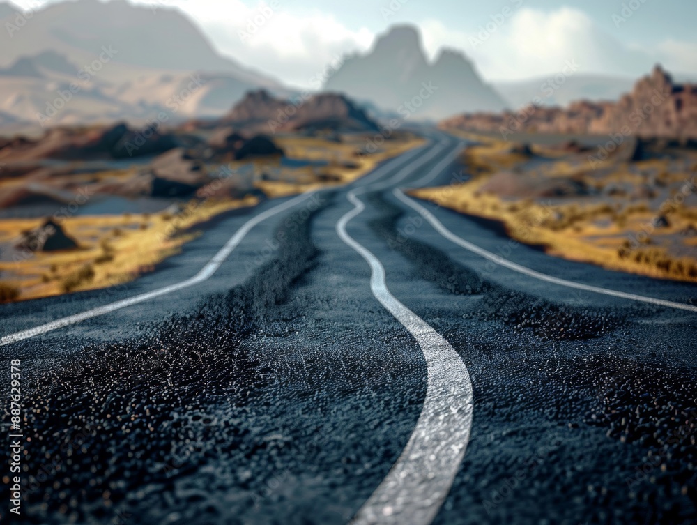 Visualize the path to success as a clear roadmap, adorned with defined ...